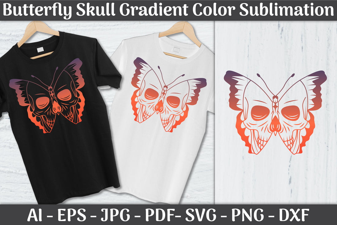 Butterfly Skull Gradient Color Sublimation SVG Bundle