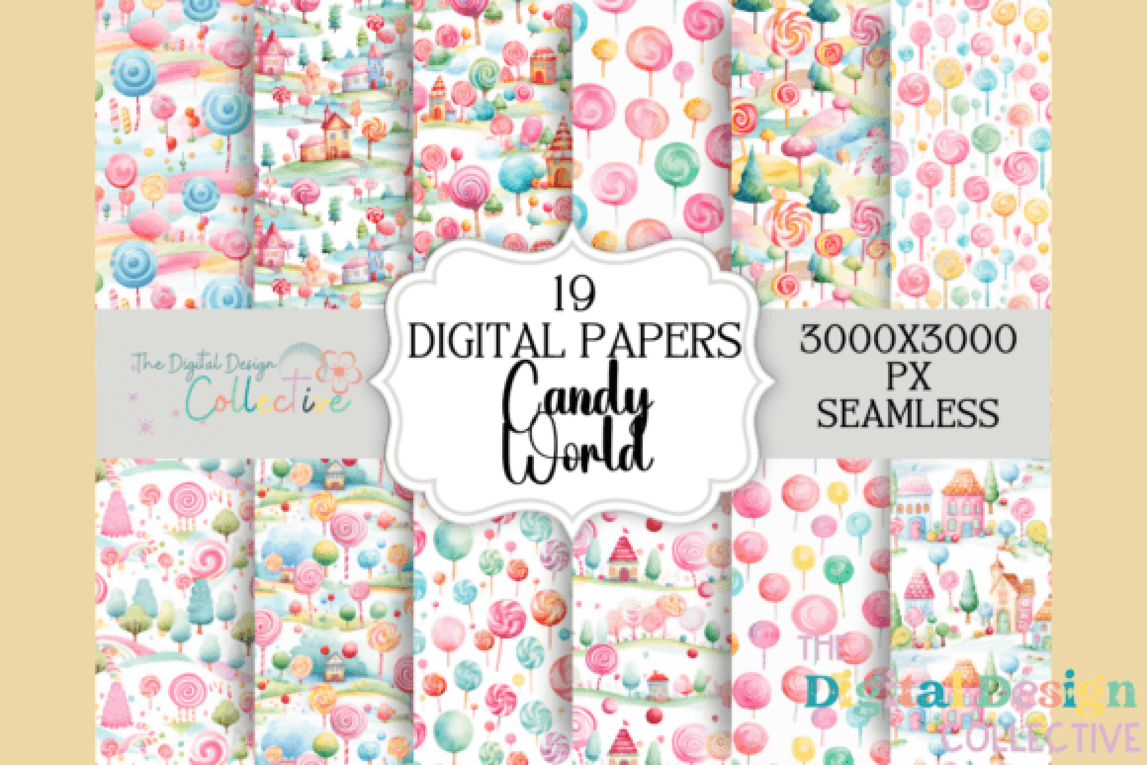 Colorful Candy World Seamless Digital Paper