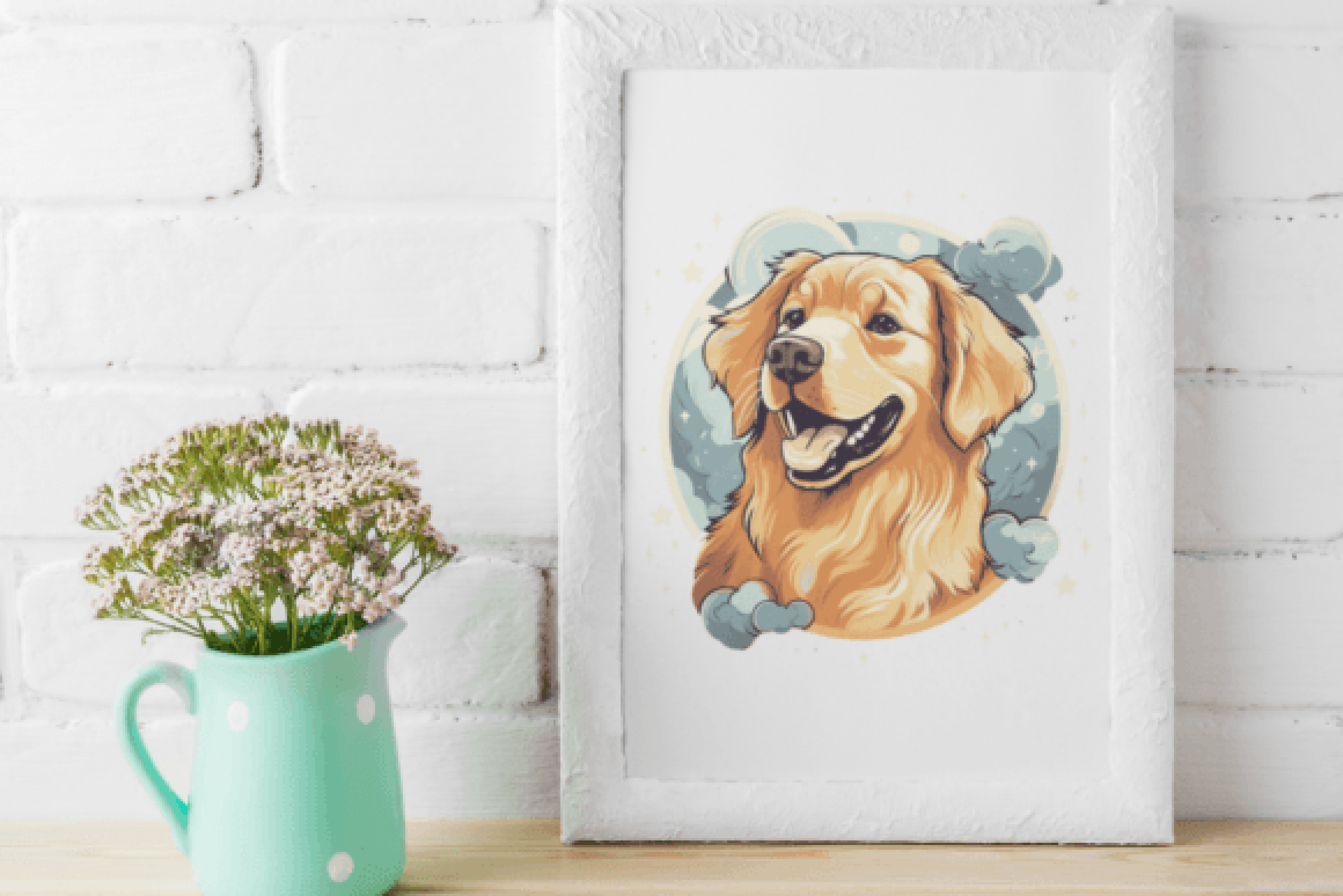 Charming Golden Retriever Moon Theme Clipart Bundle