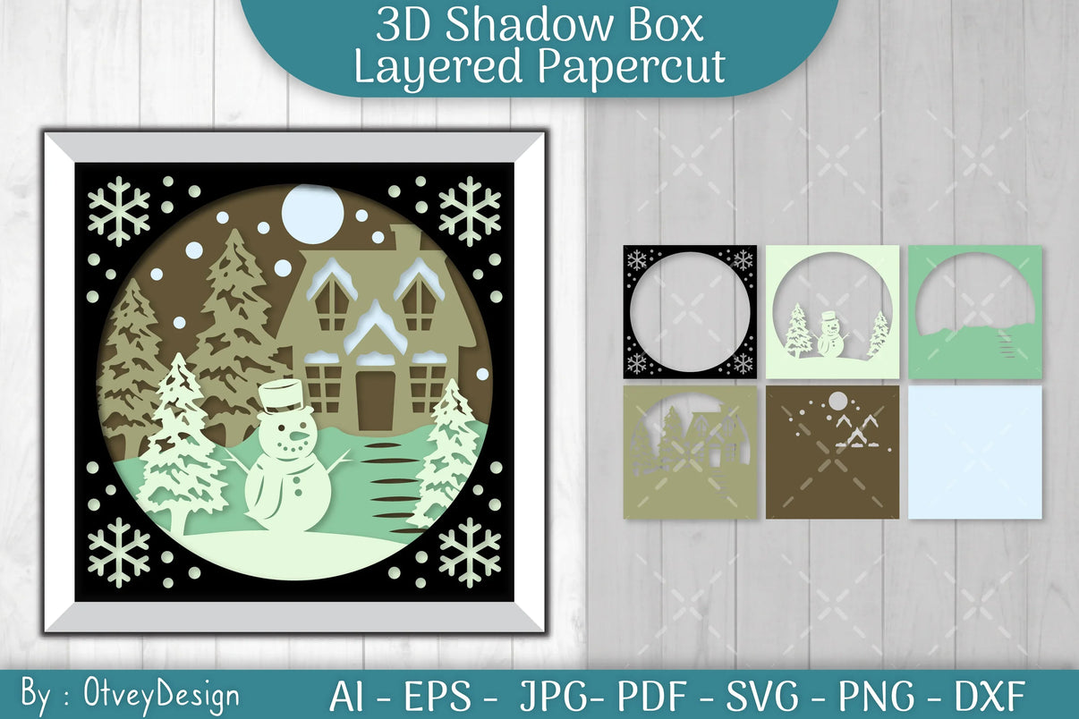 Christmas 3D Shadow Box Layered Papercut SVG Bundle