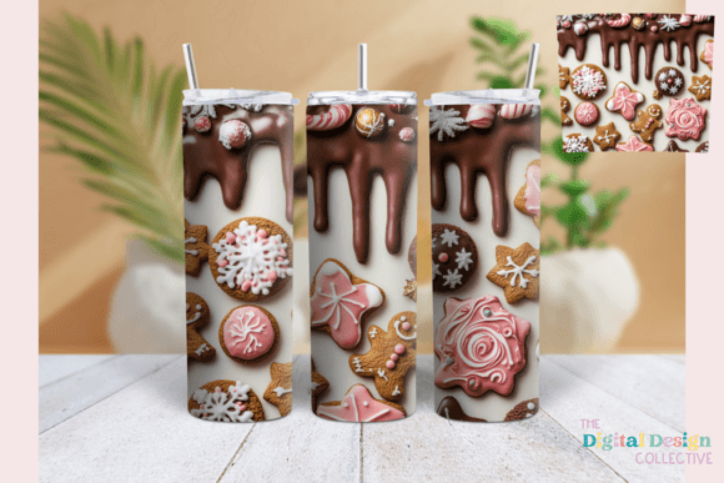 Festive Christmas Candy Cane Tumbler Wrap Bundle