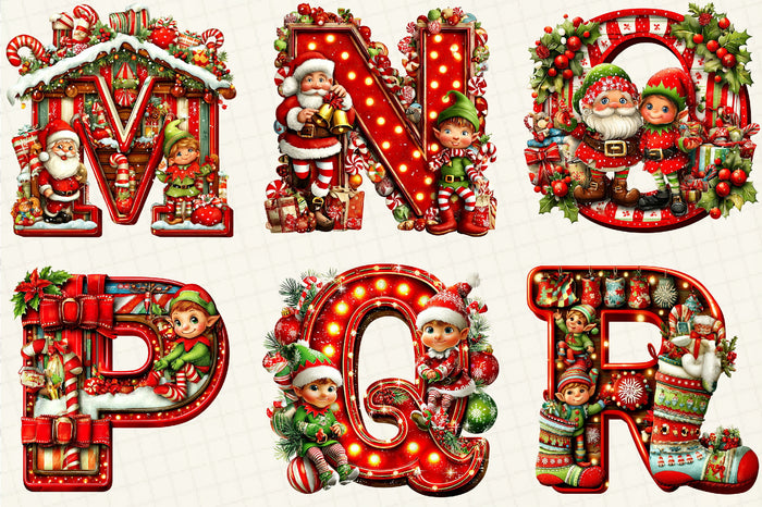Christmas Alphabet & Letters Clipart Bundle