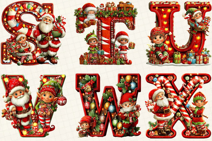 Christmas Alphabet & Letters Clipart Bundle