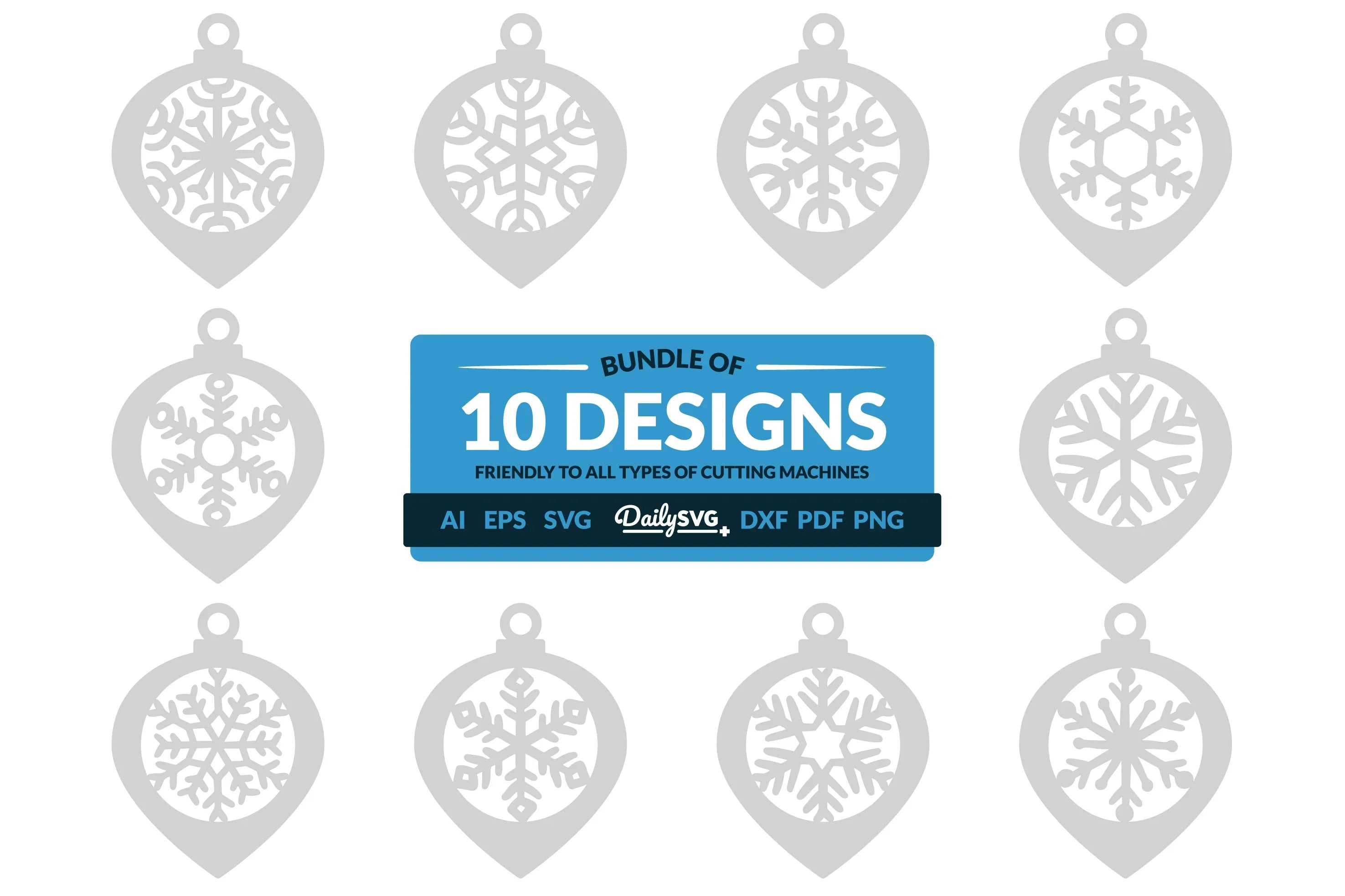 Christmas Bauble Snowflakes Clipart SVG Bundle