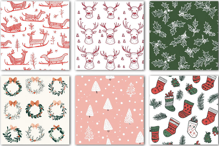 Christmas Doodle Digital Paper Design