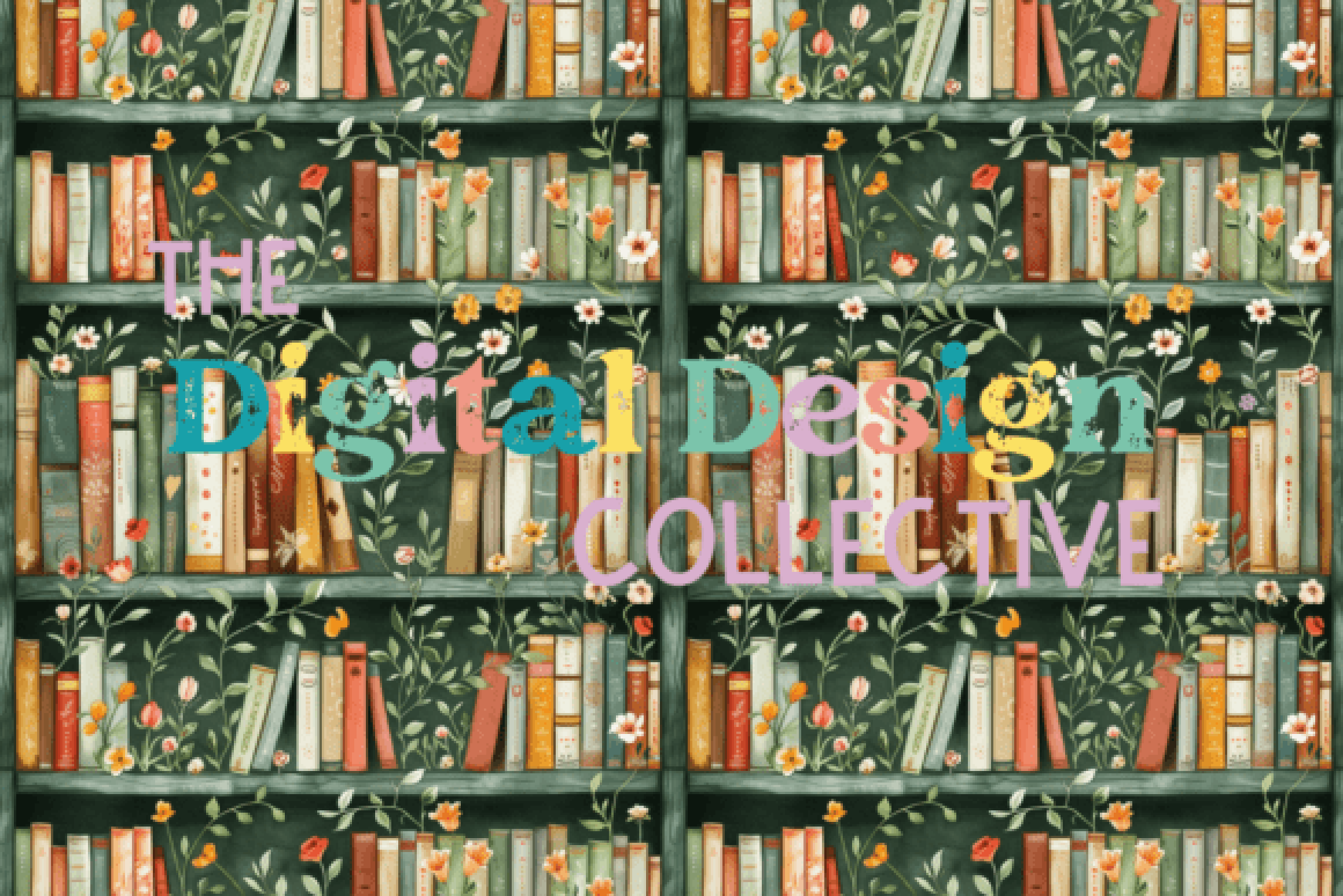 Cottagecore Floral Bookshelf Seamless Digital Paper