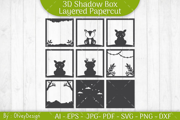 Deer Animals Shadow Box Layered Papercut SVG Bundle