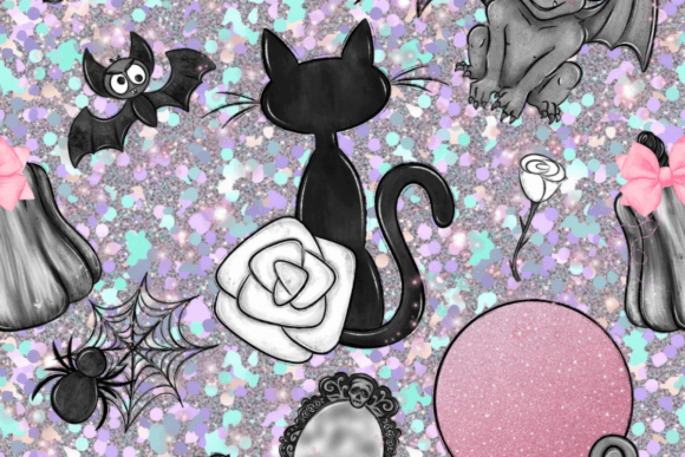 Enchanted Feline Fantasy Digital Paper