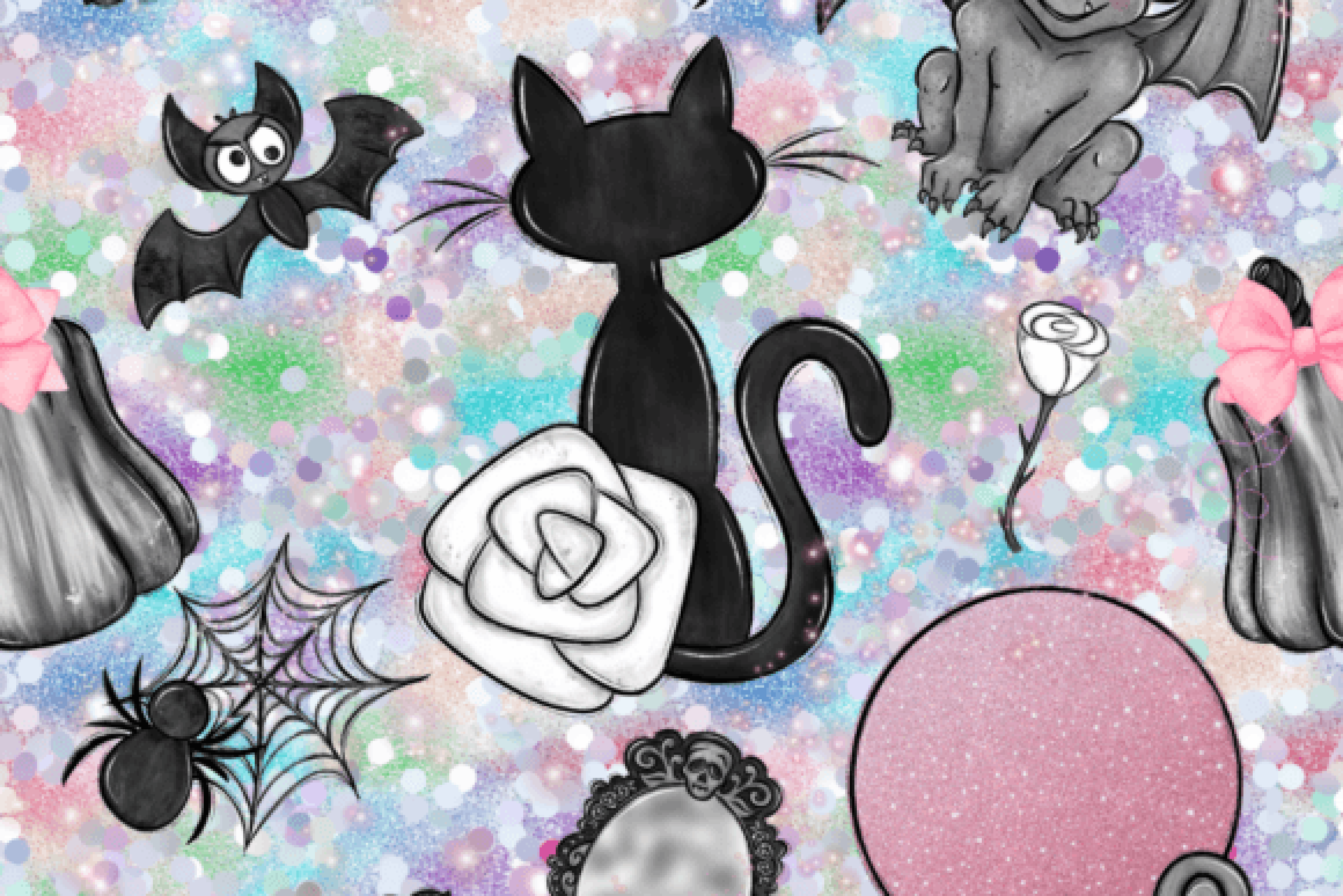 Enchanted Feline Fantasy Digital Paper