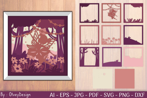 Fairy in the Garden Shadow Box SVG Bundle