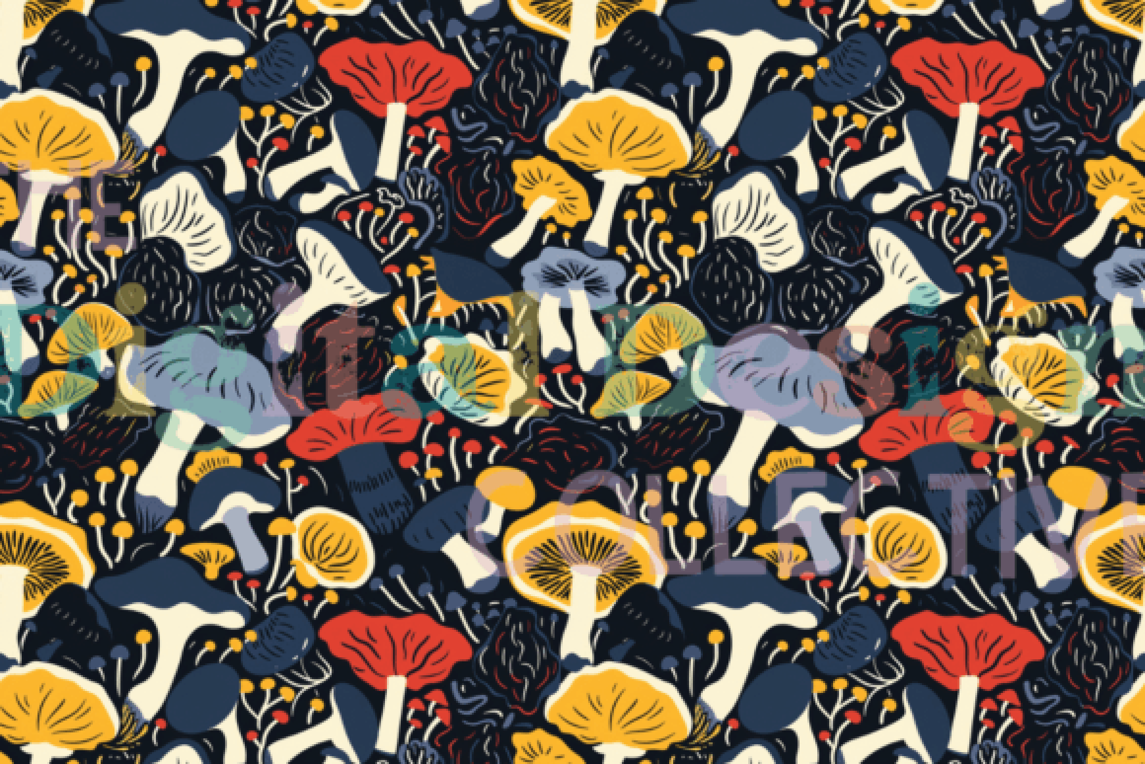 Fall Mushroom Pattern Digital Paper