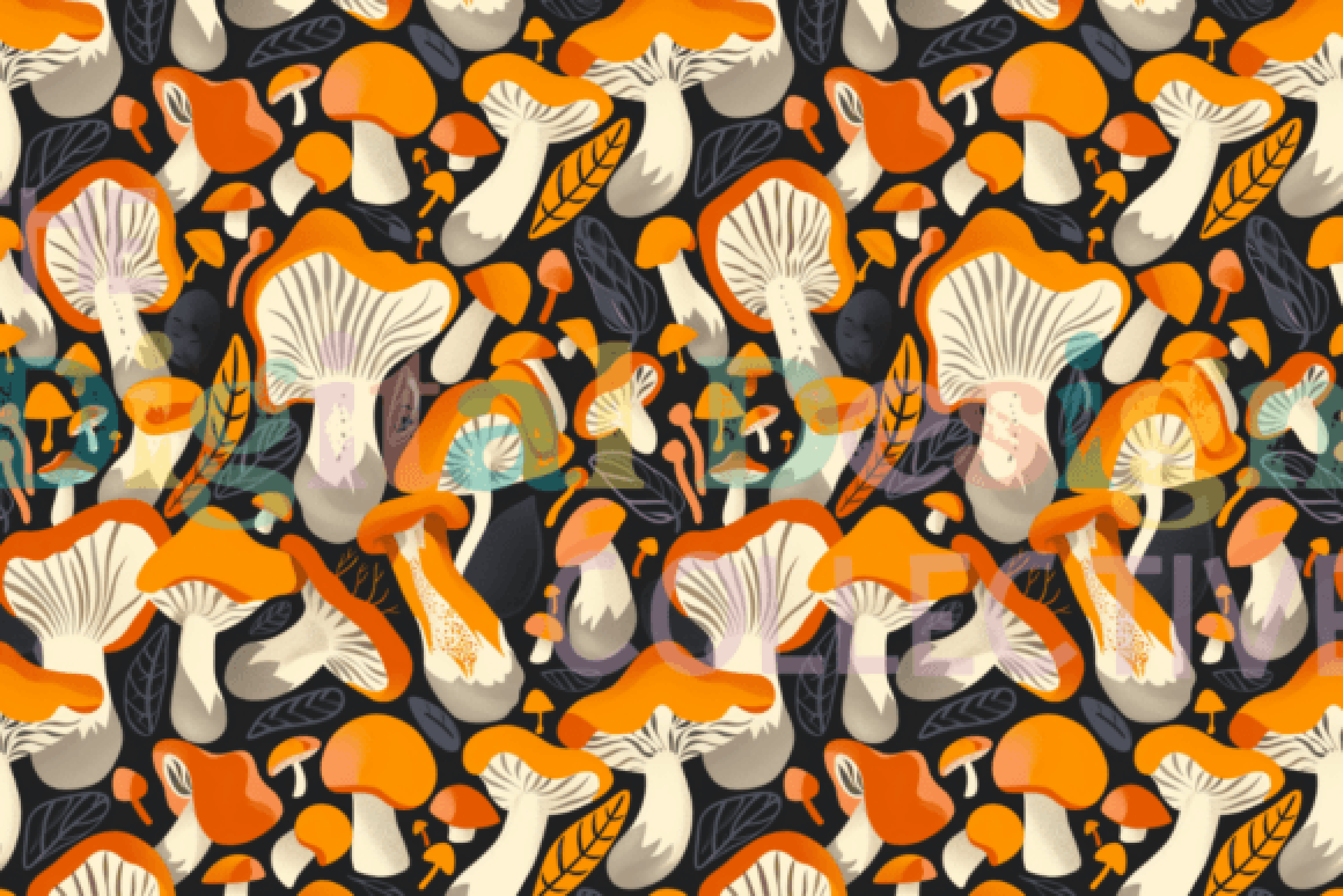 Fall Mushroom Pattern Digital Paper