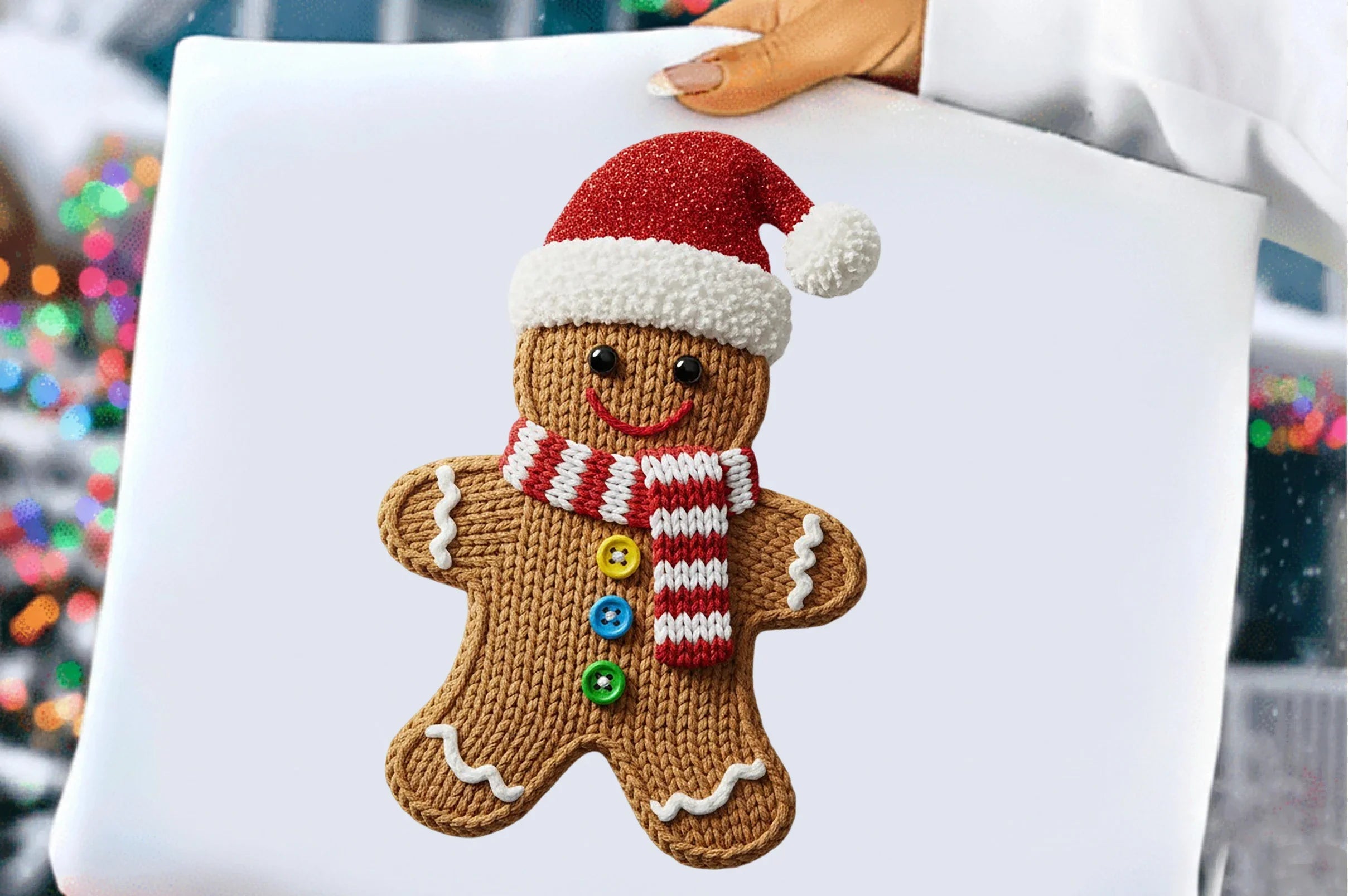 Faux Yarn Christmas Gingerbread Man Clipart Bundle