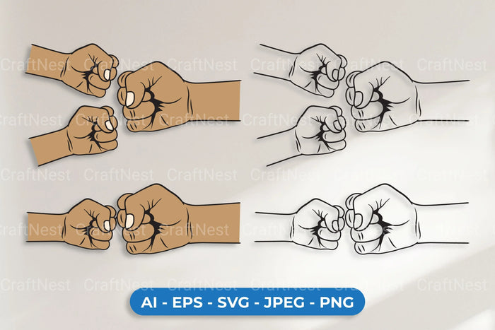 Fist Bump Fathers and Kids SVG Bundle