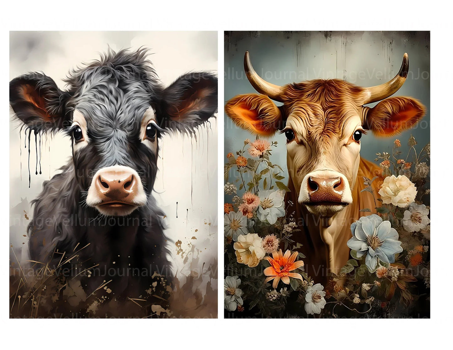 Cute Cows Junk Journal Pages