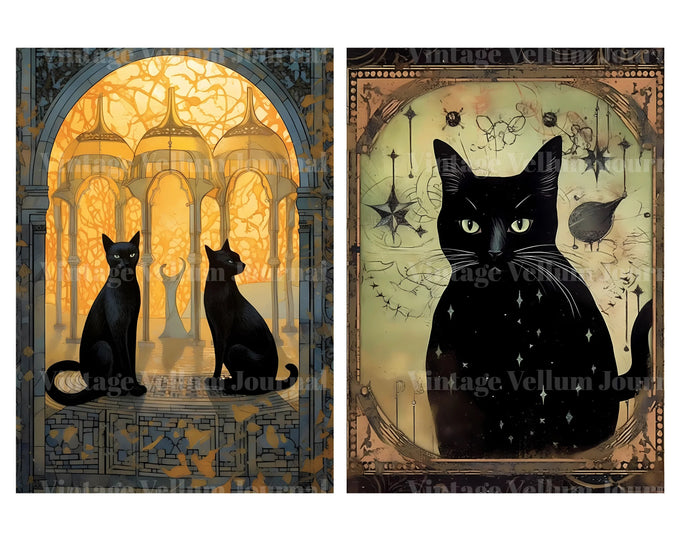 Black Cats Junk Journal Pages