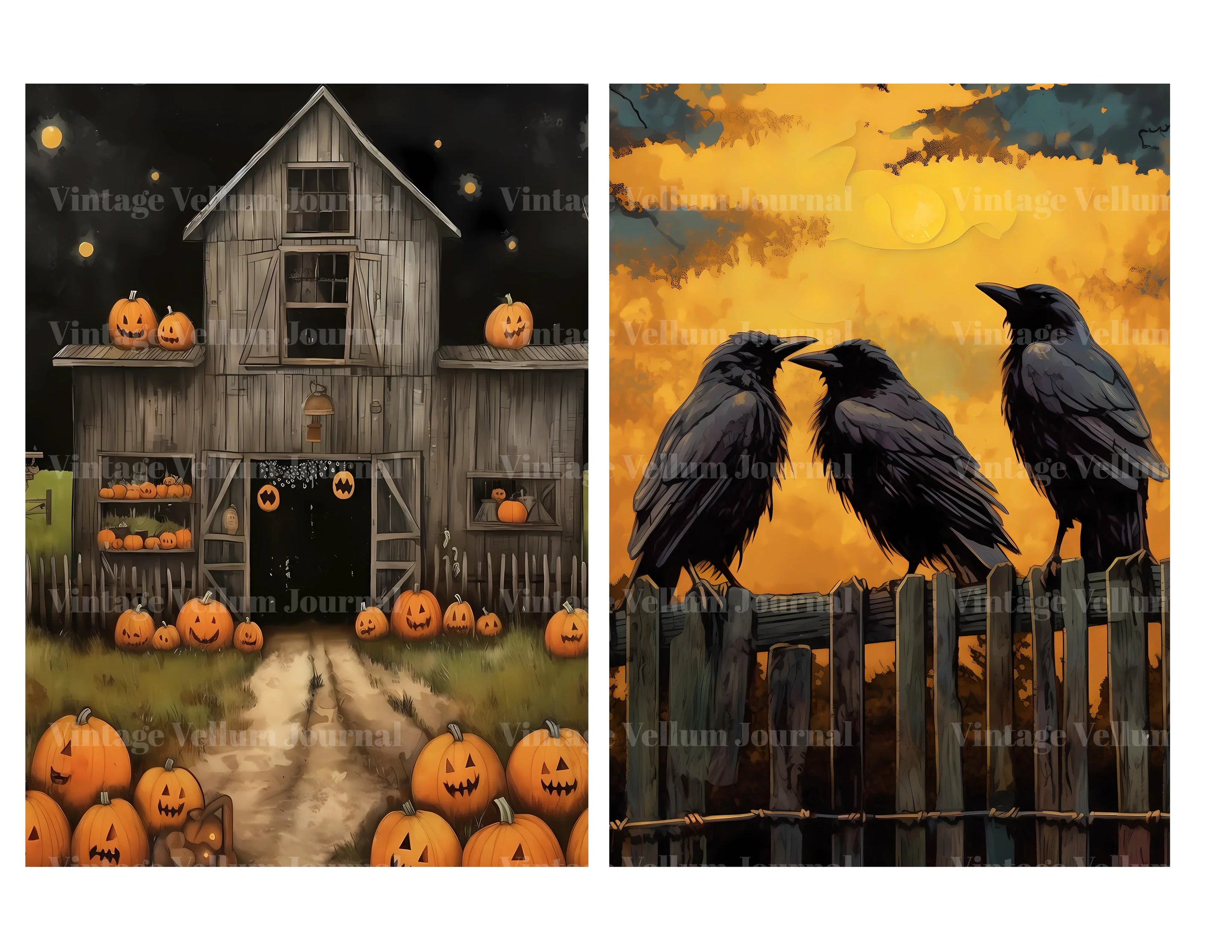 Halloween On Farm Junk Journal Pages
