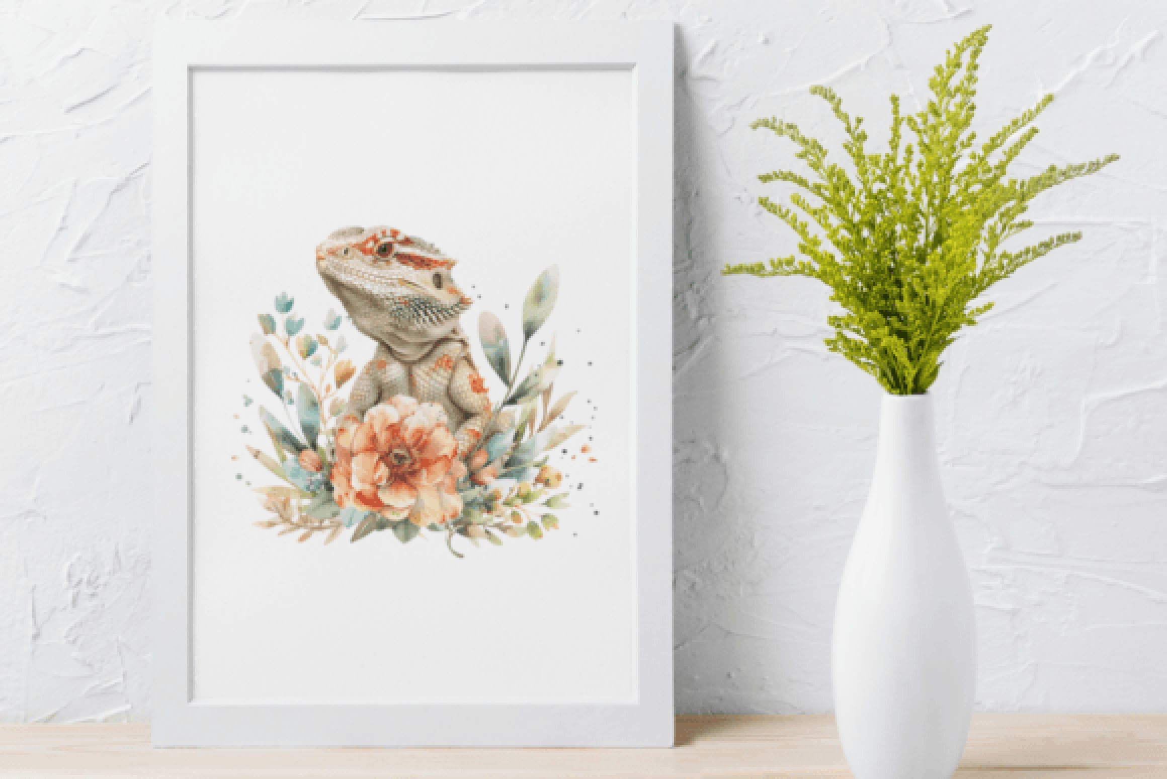 Floral Bearded Dragon Clipart Bundle