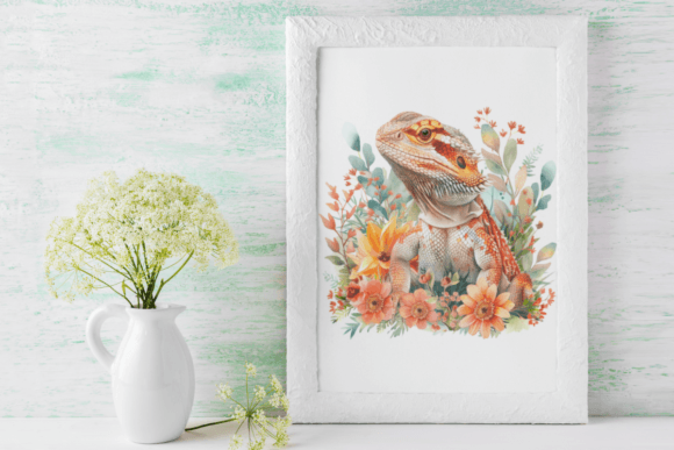 Floral Bearded Dragon Clipart Bundle