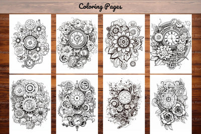 Steampunk Flower Mandala Coloring Pages