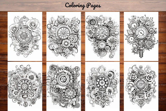 Steampunk Flower Mandala Coloring Pages