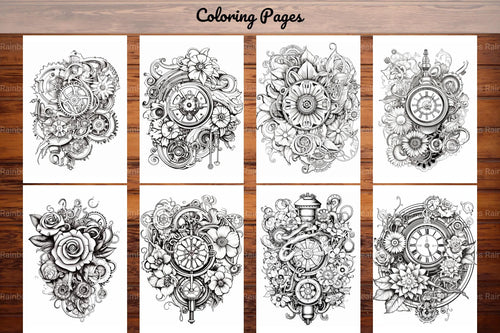 Steampunk Flower Mandala Coloring Pages
