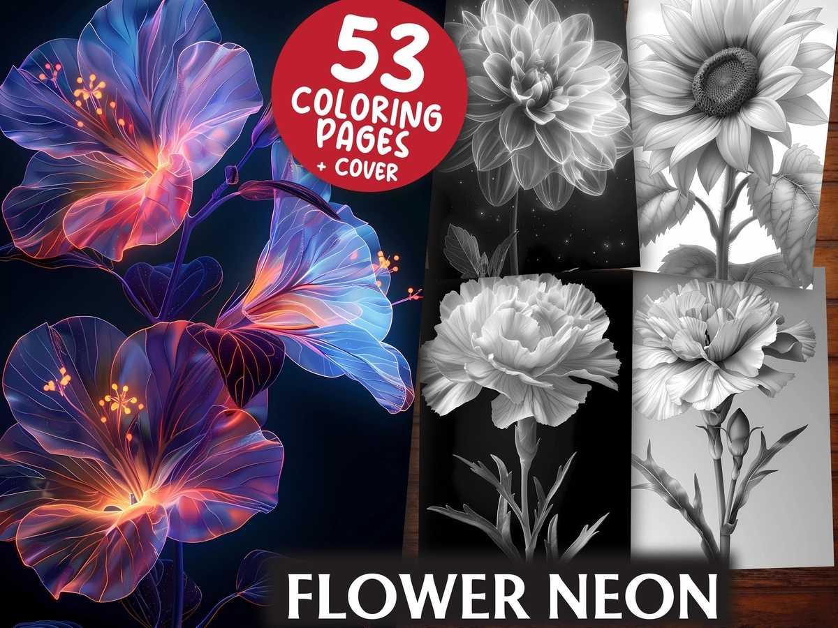 Flower Neon Coloring Books