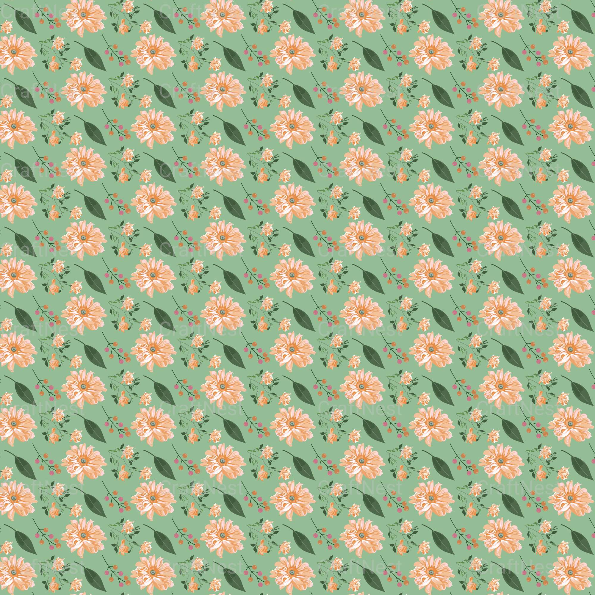 Watercolor Flowers Seamless Digital Paper