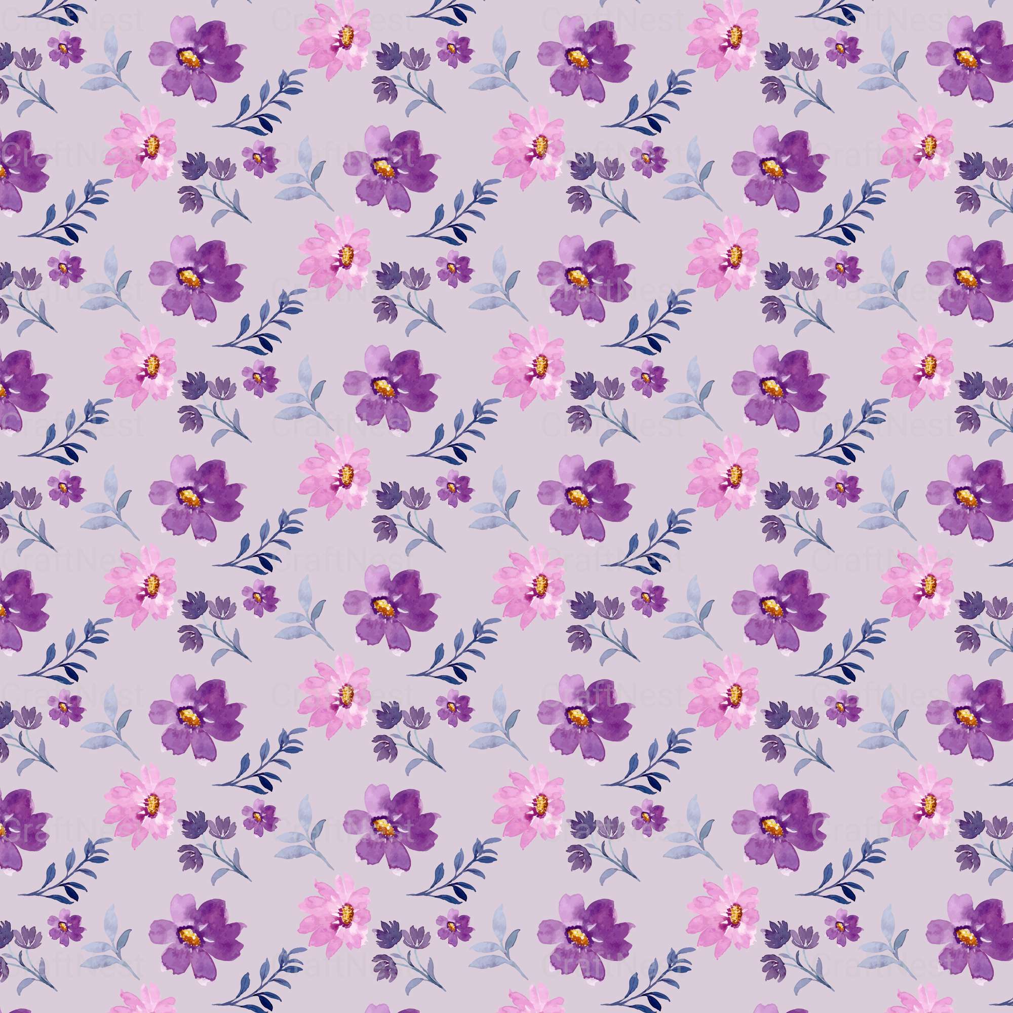 Watercolor Flowers Seamless Digital Paper