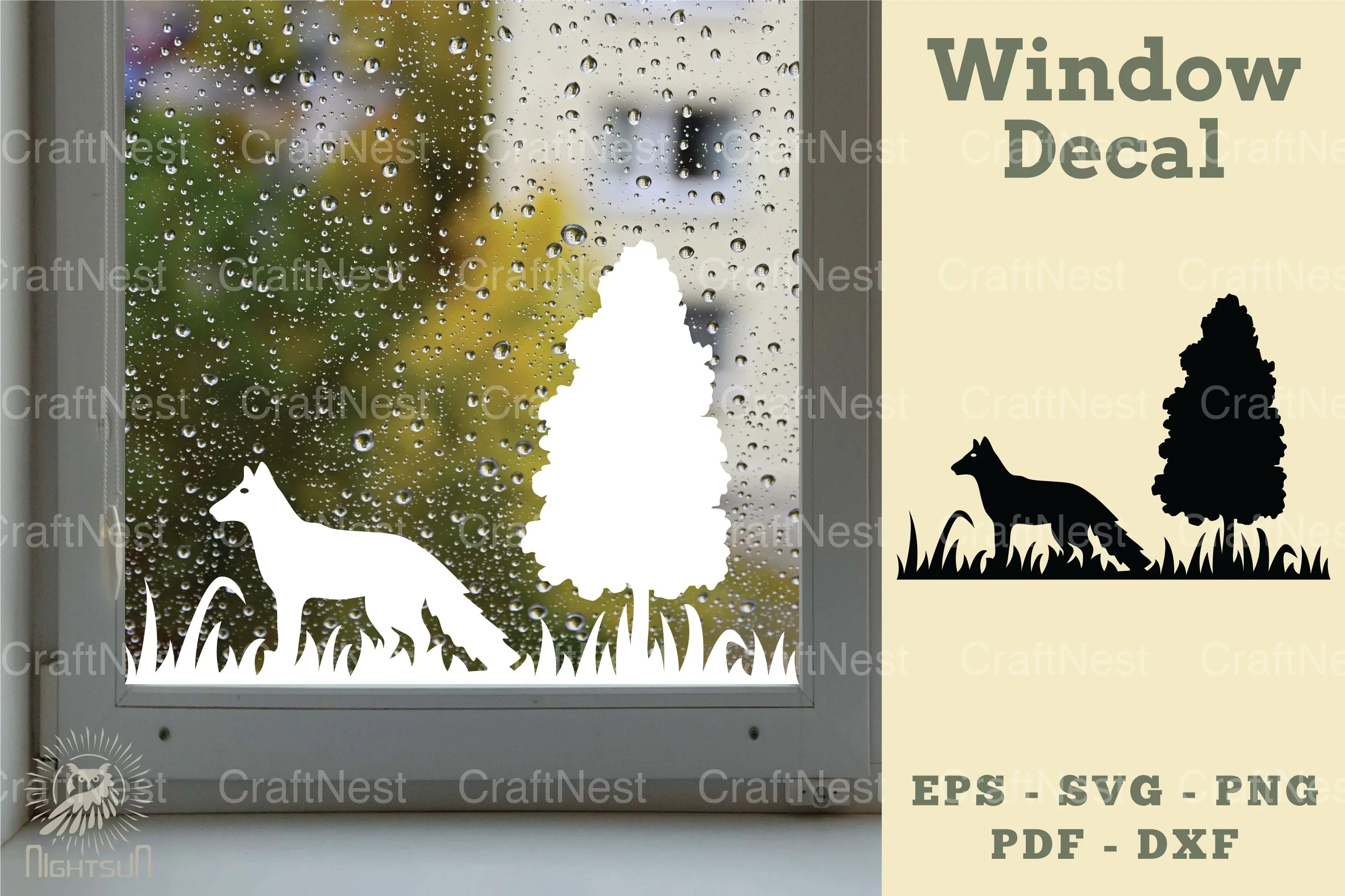 Fox in Forest Window Decal Clipart Bundle