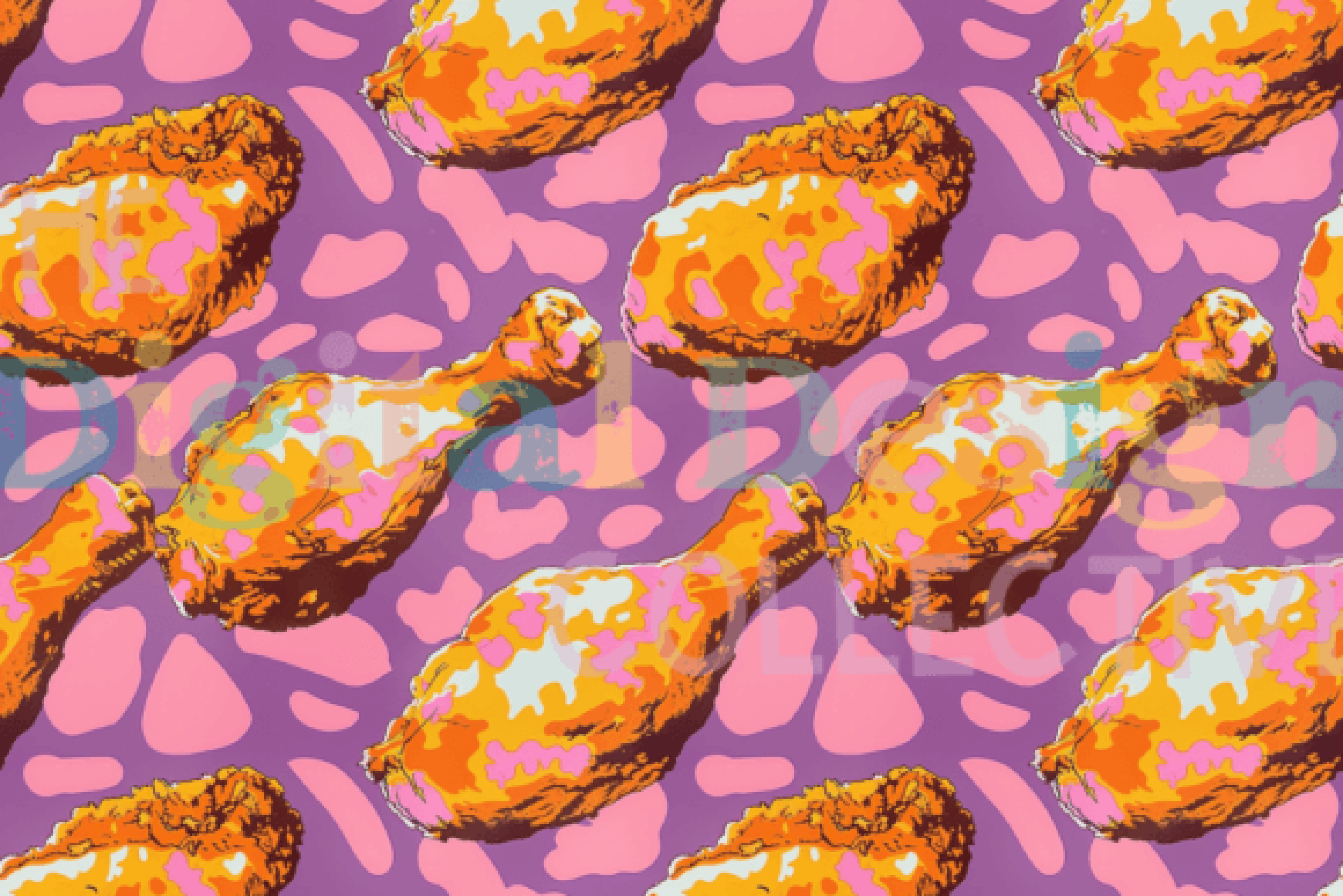 Seamless Fried Chicken Pattern Digital Paper