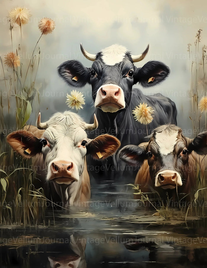 Cute Cows Junk Journal Pages