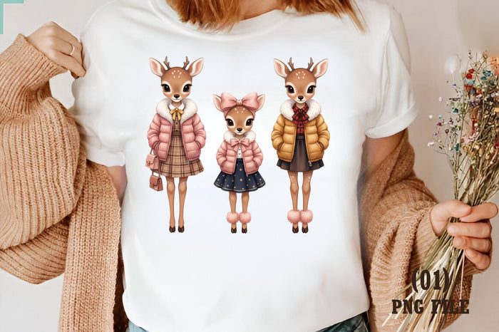 Funny Christmas Deer Clipart Bundle