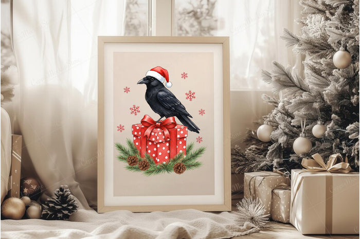 Funny Raven Christmas Clipart Bundle
