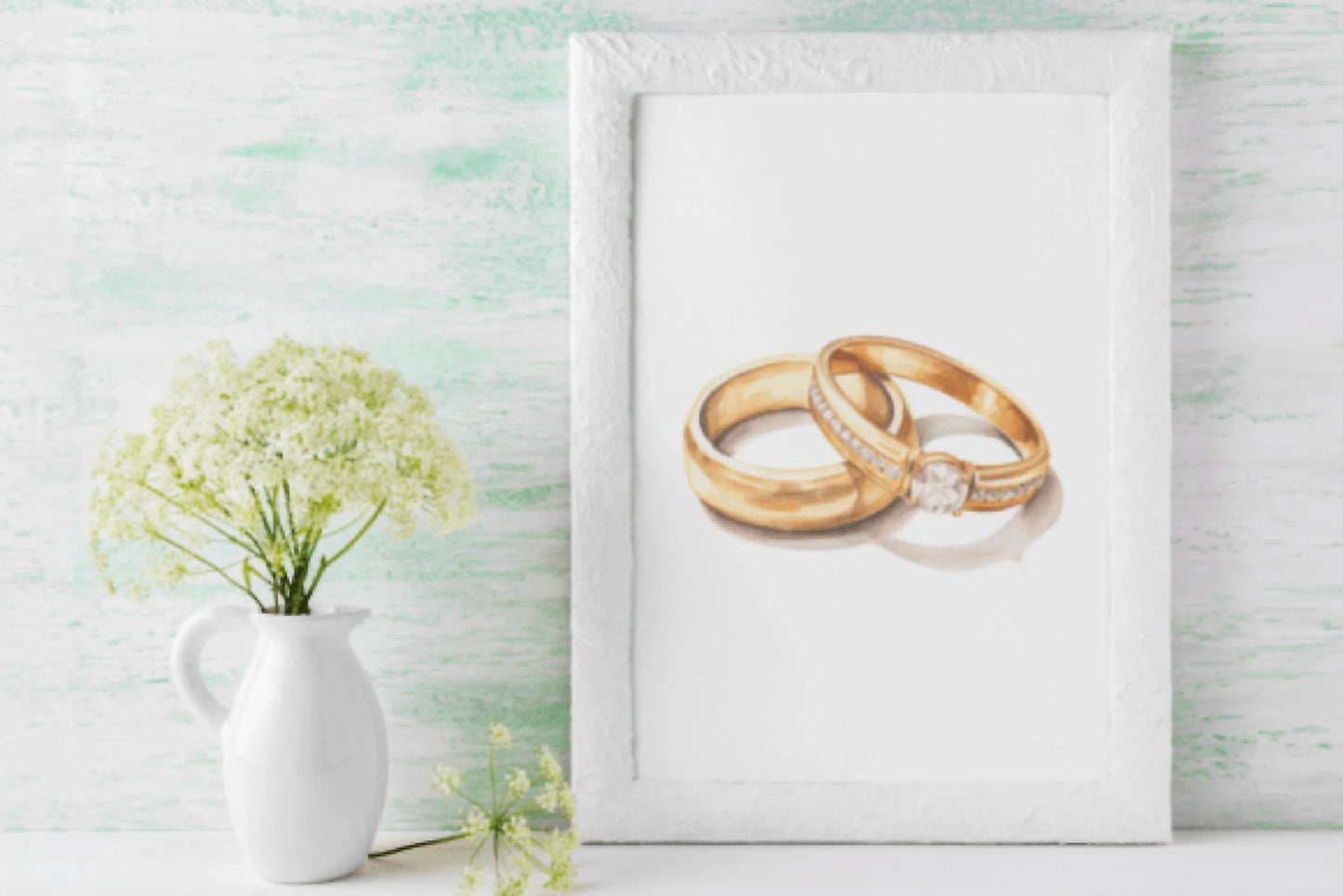 Gold Wedding Rings Clipart Bundle