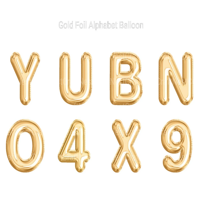 Gold Foil Alphabet Balloon Clipart