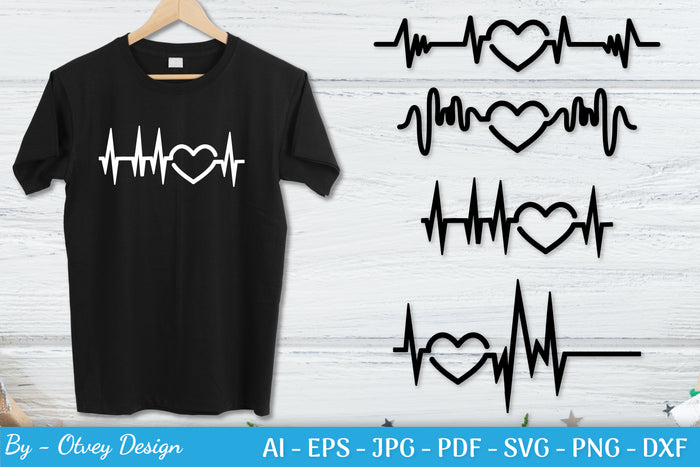 Heartbeat Love Line Design SVG Bundle
