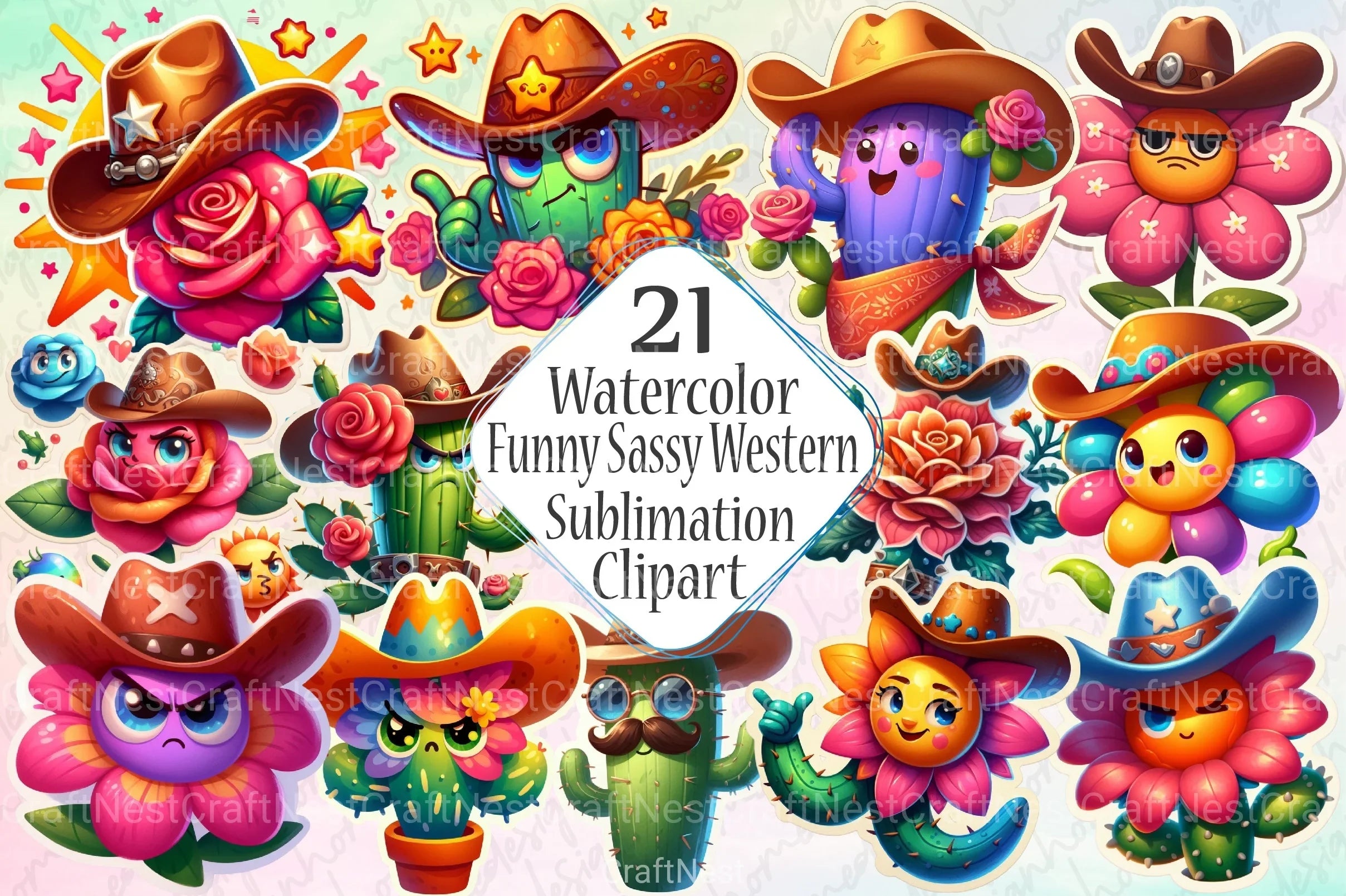 Funny Sassy Western Clipart Bundle