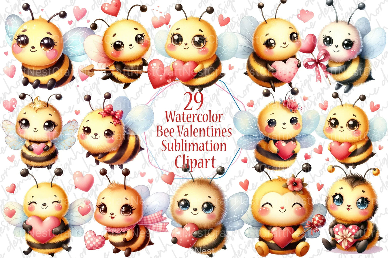 Valentine's Day Bee Clipart Bundle