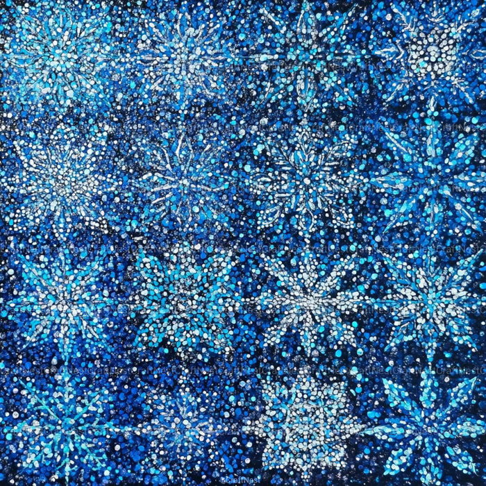 Blue Glitter Snowflakes Winter Pattern Clipart Bundle
