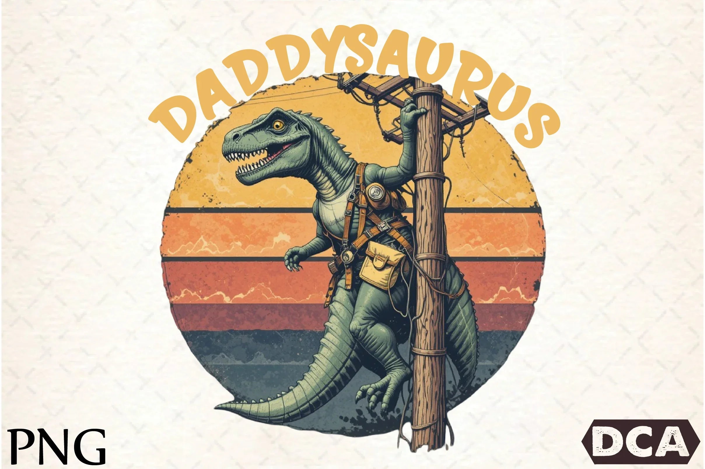 Retro Dinosaur Climbing Power Pole Clipart Bundle