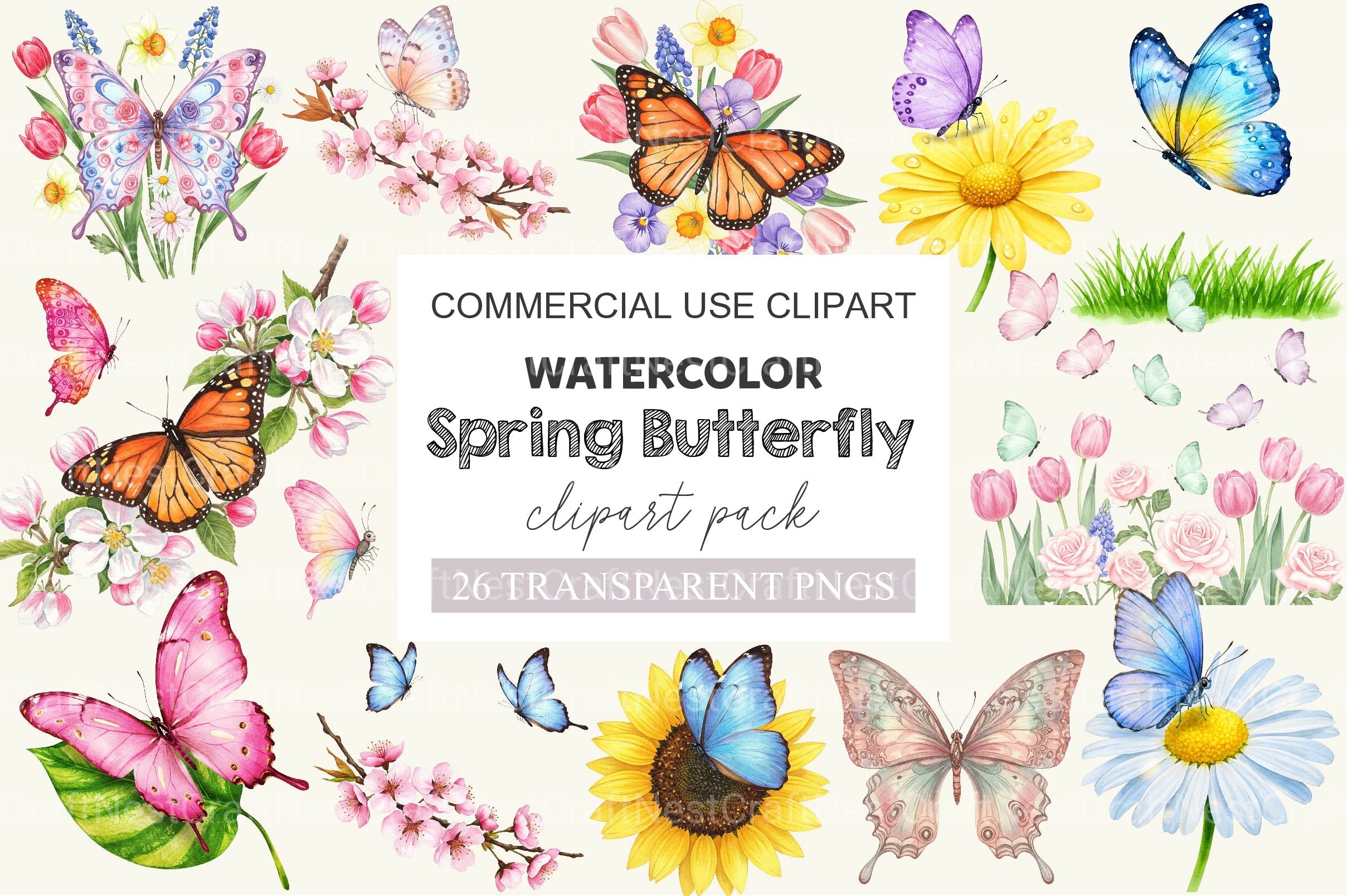 Spring Butterfly Clipart Bundle 3