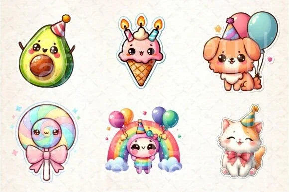 Kawaii Birthday Clipart Bundle