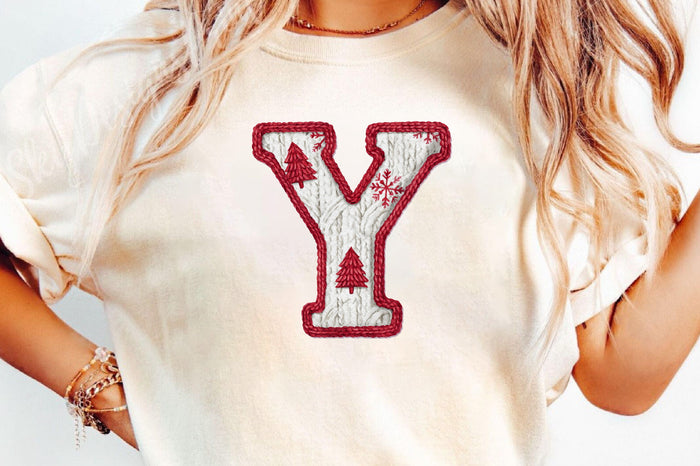 Knitted Christmas Alphabet Clipart Bundle