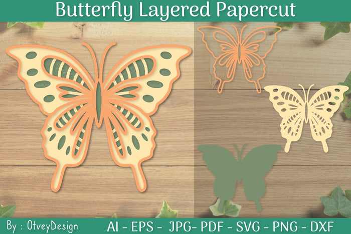 Layered Papercut Butterflies SVG Bundle