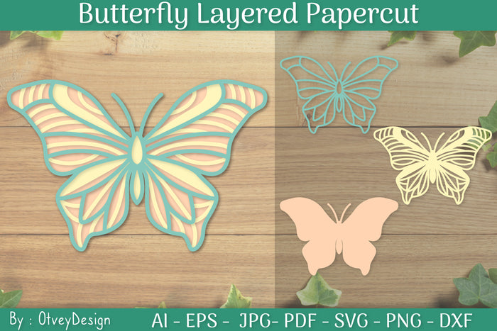 Layered Papercut Butterflies SVG Bundle