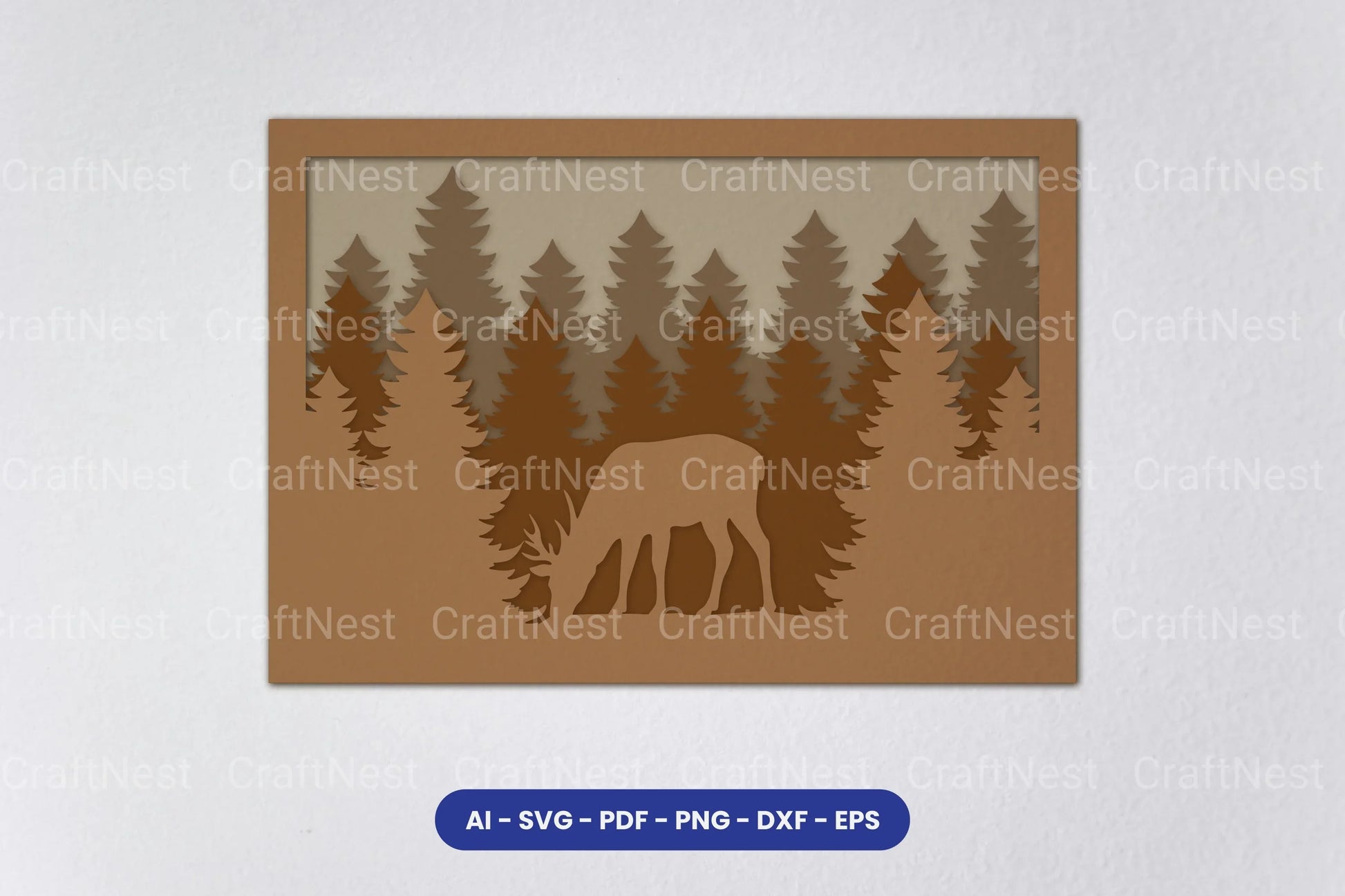 Layered Deer Forest Laser Cut SVG Bundle