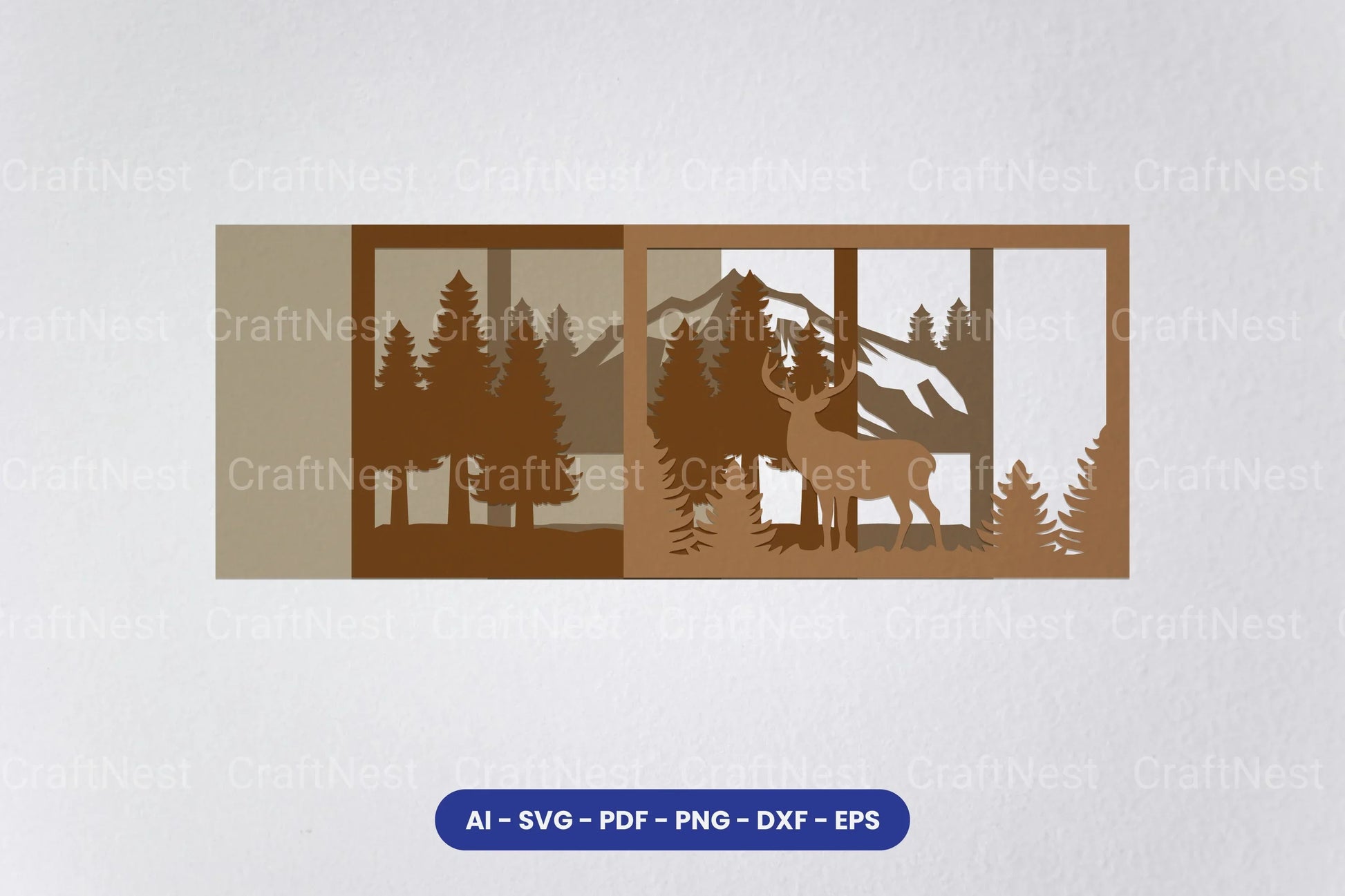 Layered Deer Forest Laser Cut SVG Bundle