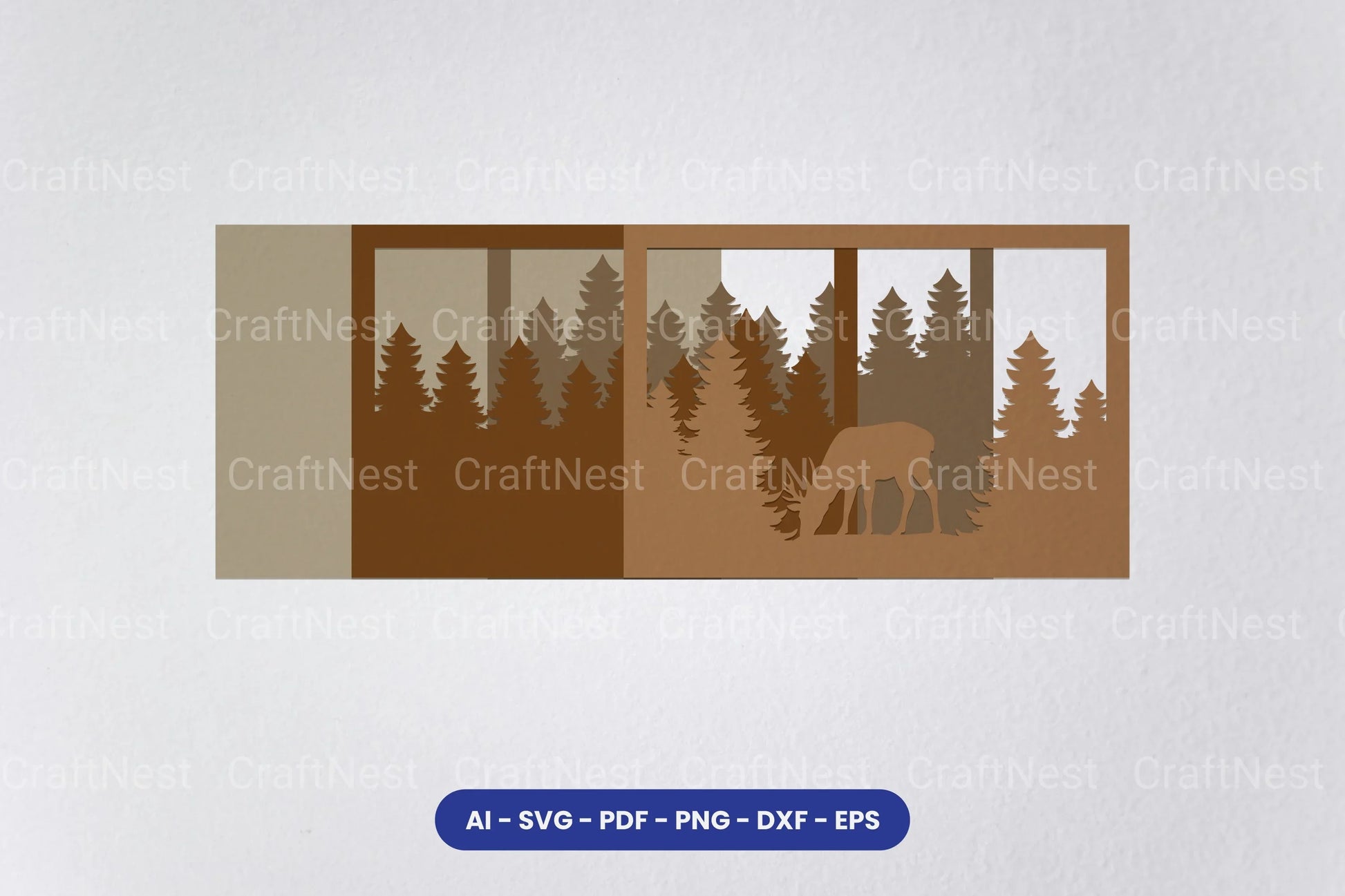 Layered Deer Forest Laser Cut SVG Bundle