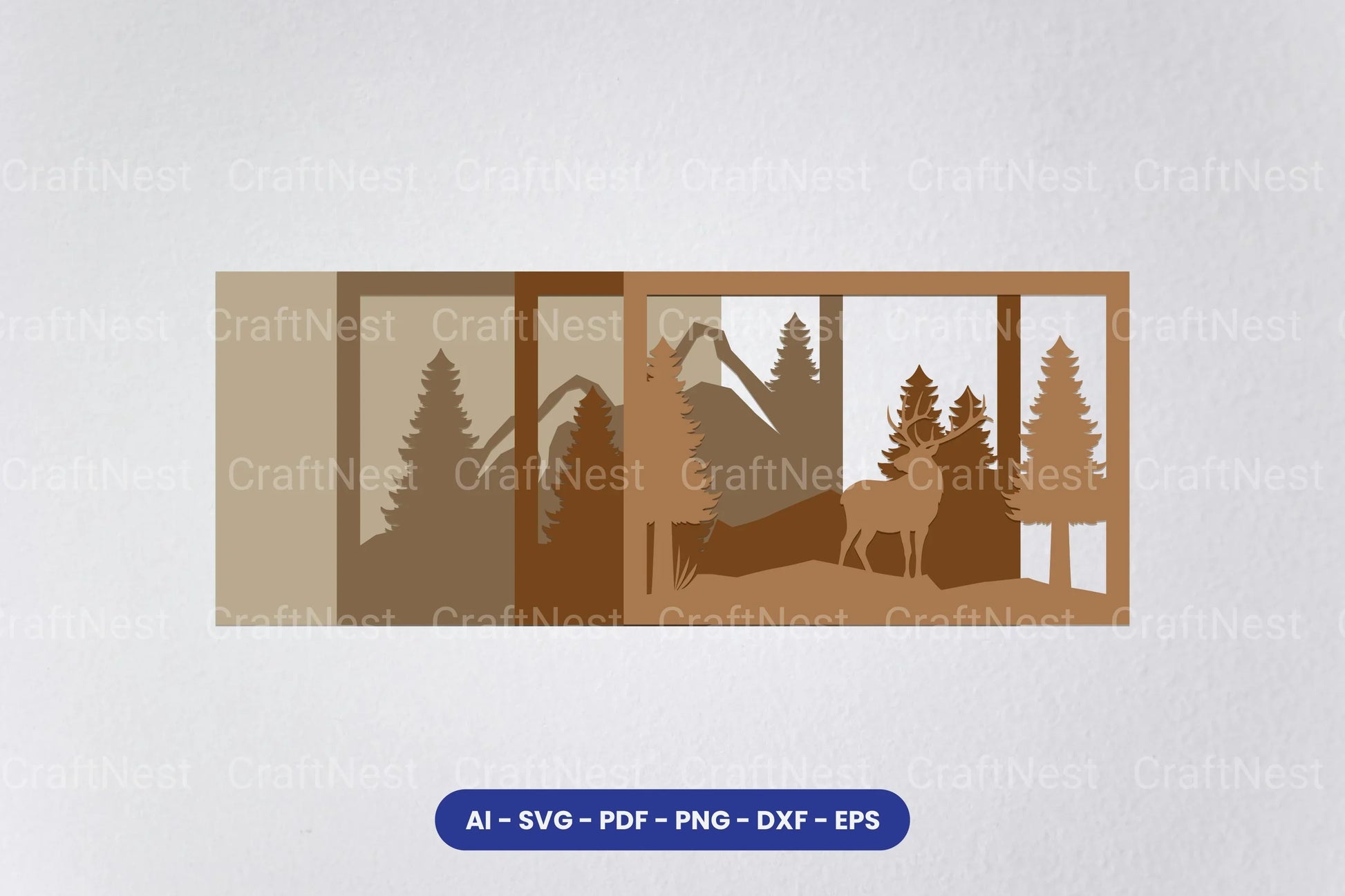 Layered Deer Forest Laser Cut SVG Bundle